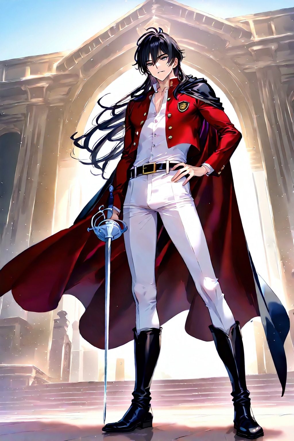 神殿の前,大型の男性魔法戦士4 | chichi-pui（ちちぷい）AIイラスト専用の投稿＆生成サイト