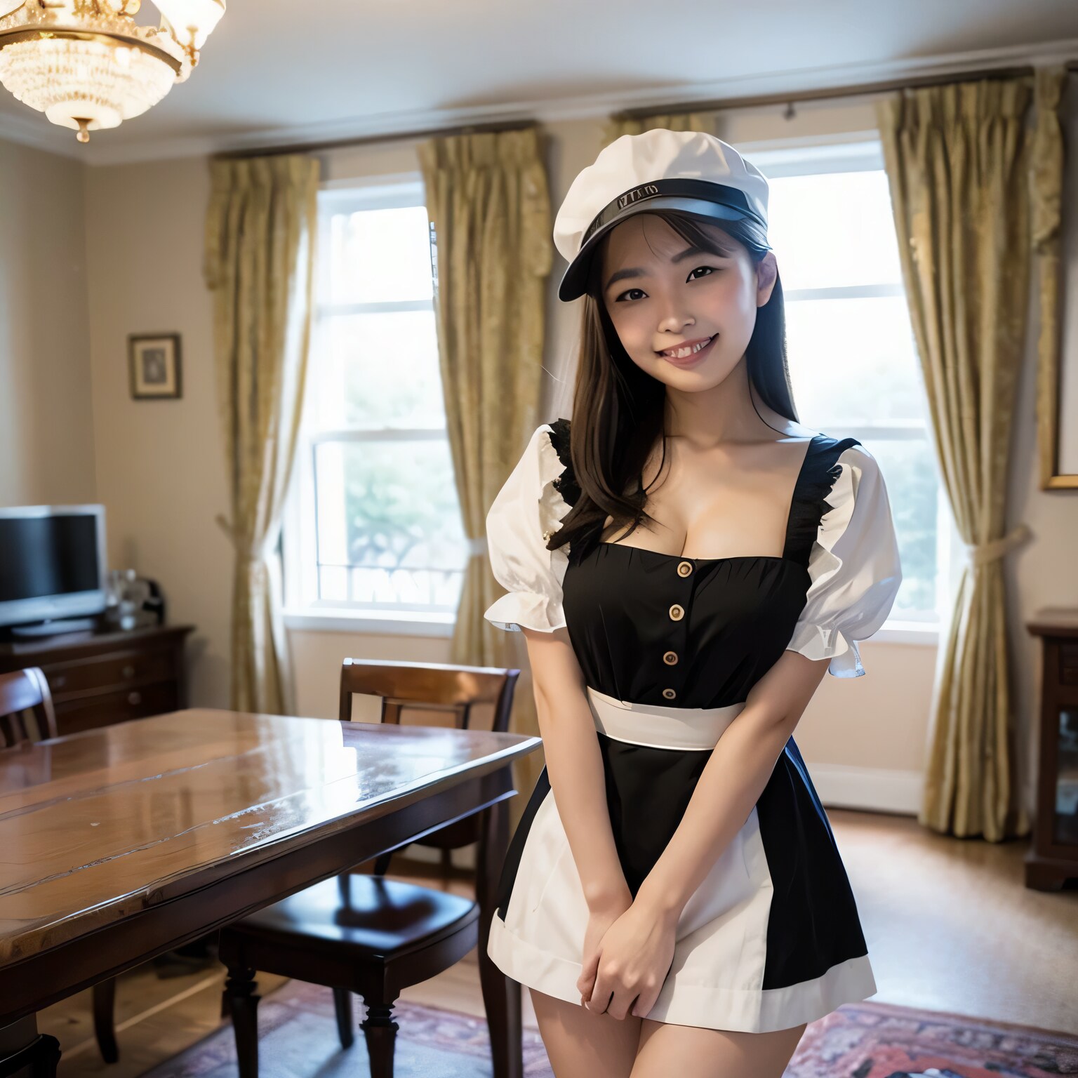 黒髪ロングでメイド服の美女77 | chichi-pui（ちちぷい）AIグラビア・AIフォト専用の投稿＆生成サイト