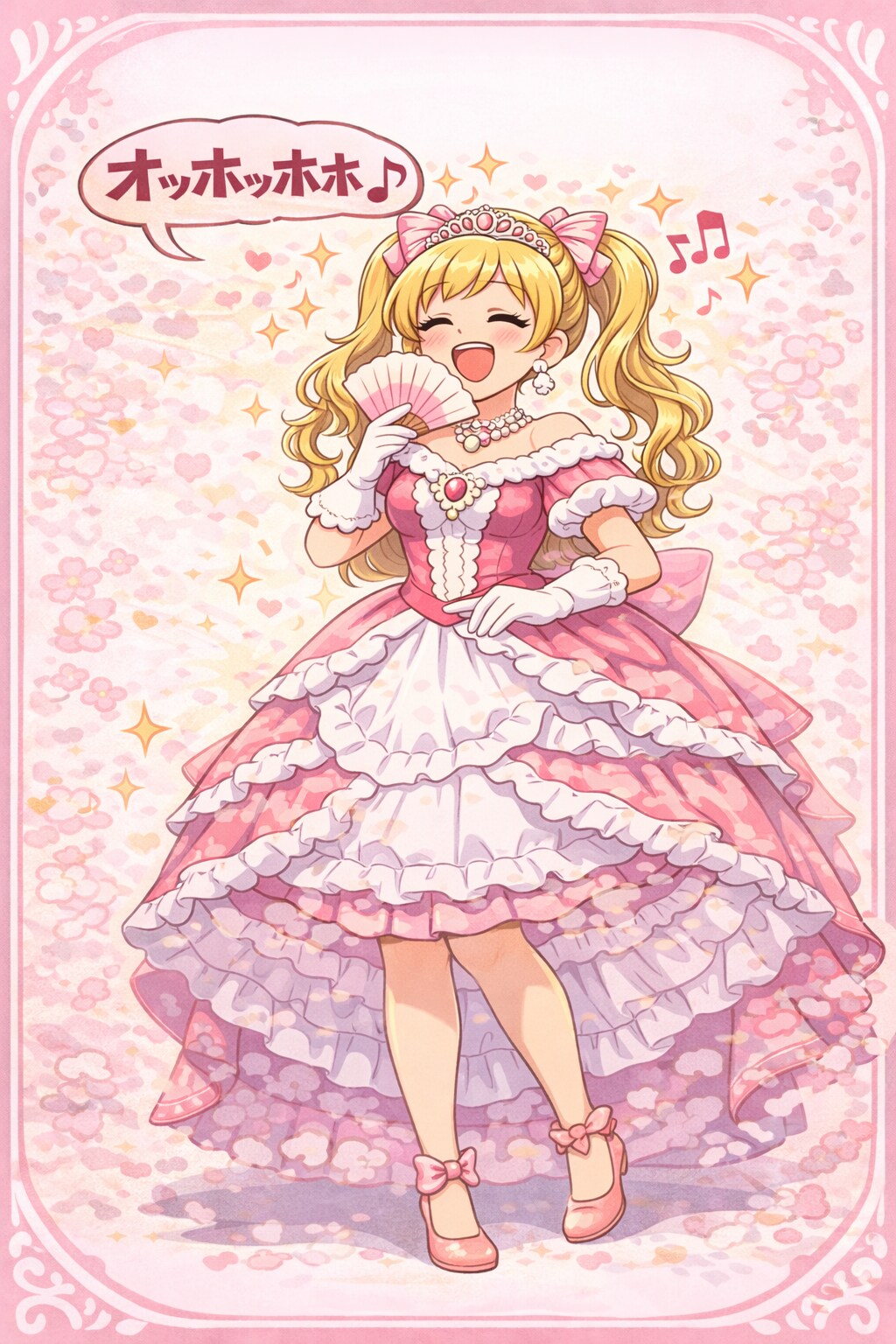 桜の庭で微笑む促しプリンセス様(ツインテールの日バージョン) | chichi-pui（ちちぷい）AIイラスト専用の投稿＆生成サイト