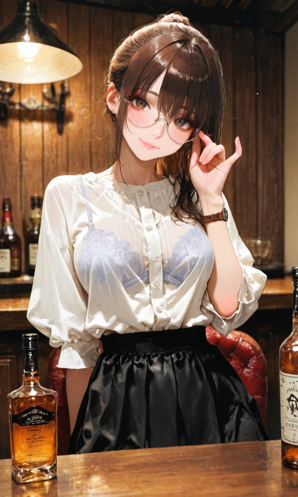 お酒の好きなメガネOLさん | chichi-pui（ちちぷい）AIイラスト専用の投稿＆生成サイト