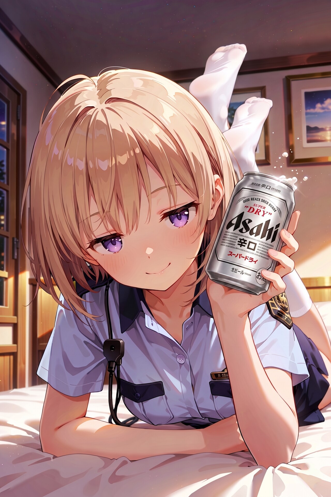 ジト目婦警さんとビール ～乾さつきのドライな日常～ Z428 | chichi-pui（ちちぷい）AIイラスト専用の投稿＆生成サイト