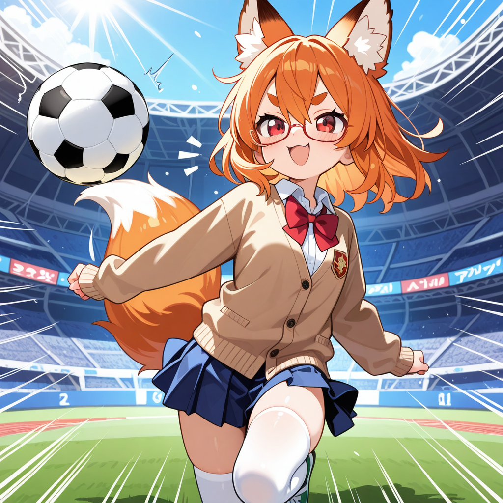 制服姿でサッカーをする稲守あやかちゃん | chichi-pui（ちちぷい）AIイラスト専用の投稿＆生成サイト