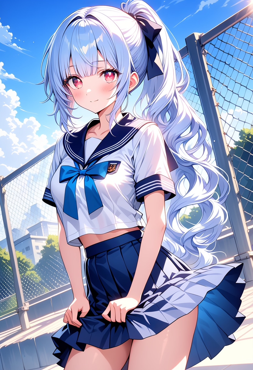 雪兎小雪からの屋上への呼び出し＋可愛くモジモジしてる内に見せちゃった | chichi-pui（ちちぷい）AIイラスト専用の投稿＆生成サイト