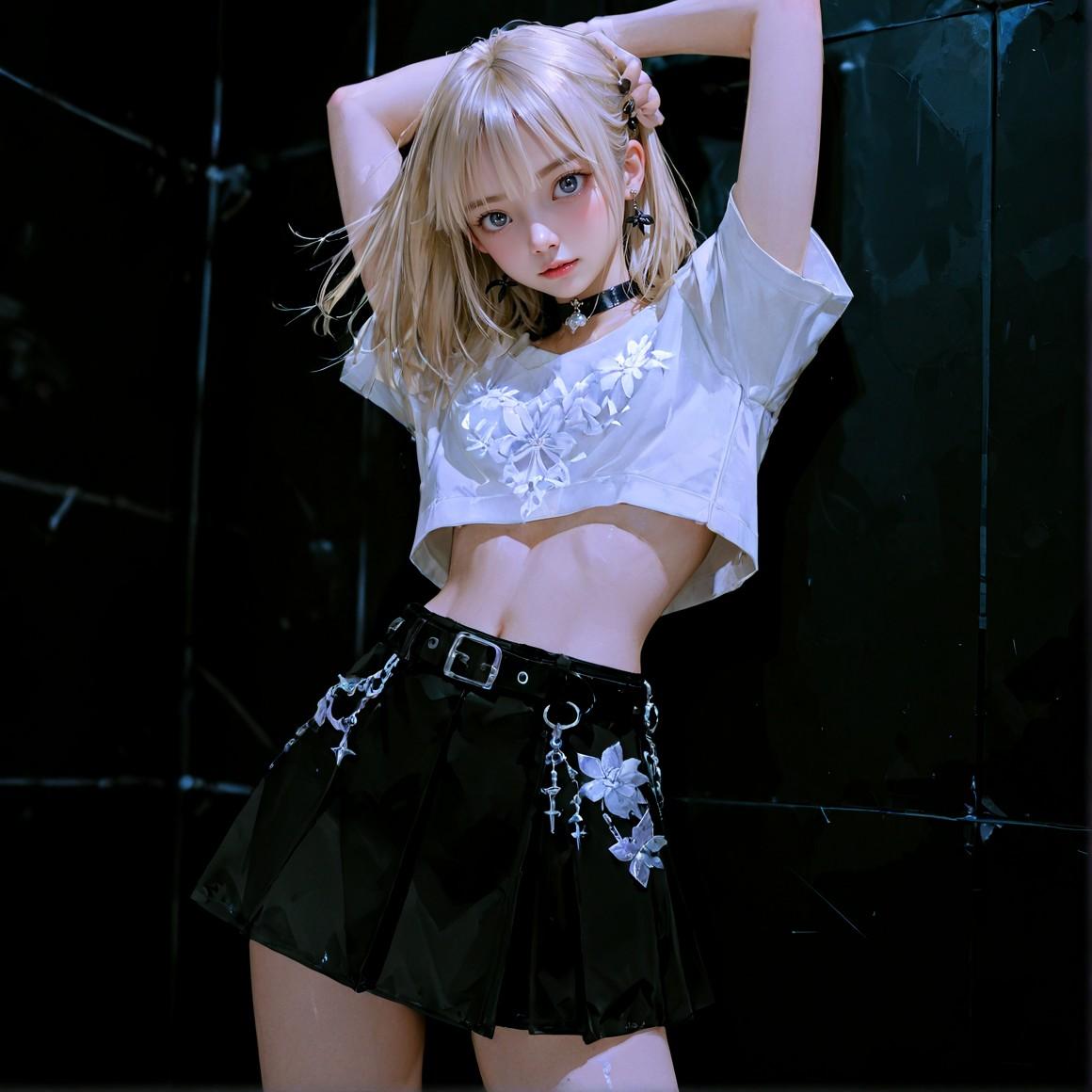Light gray crop top | chichi-pui（ちちぷい）AIグラビア・AIフォト専用の投稿＆生成サイト