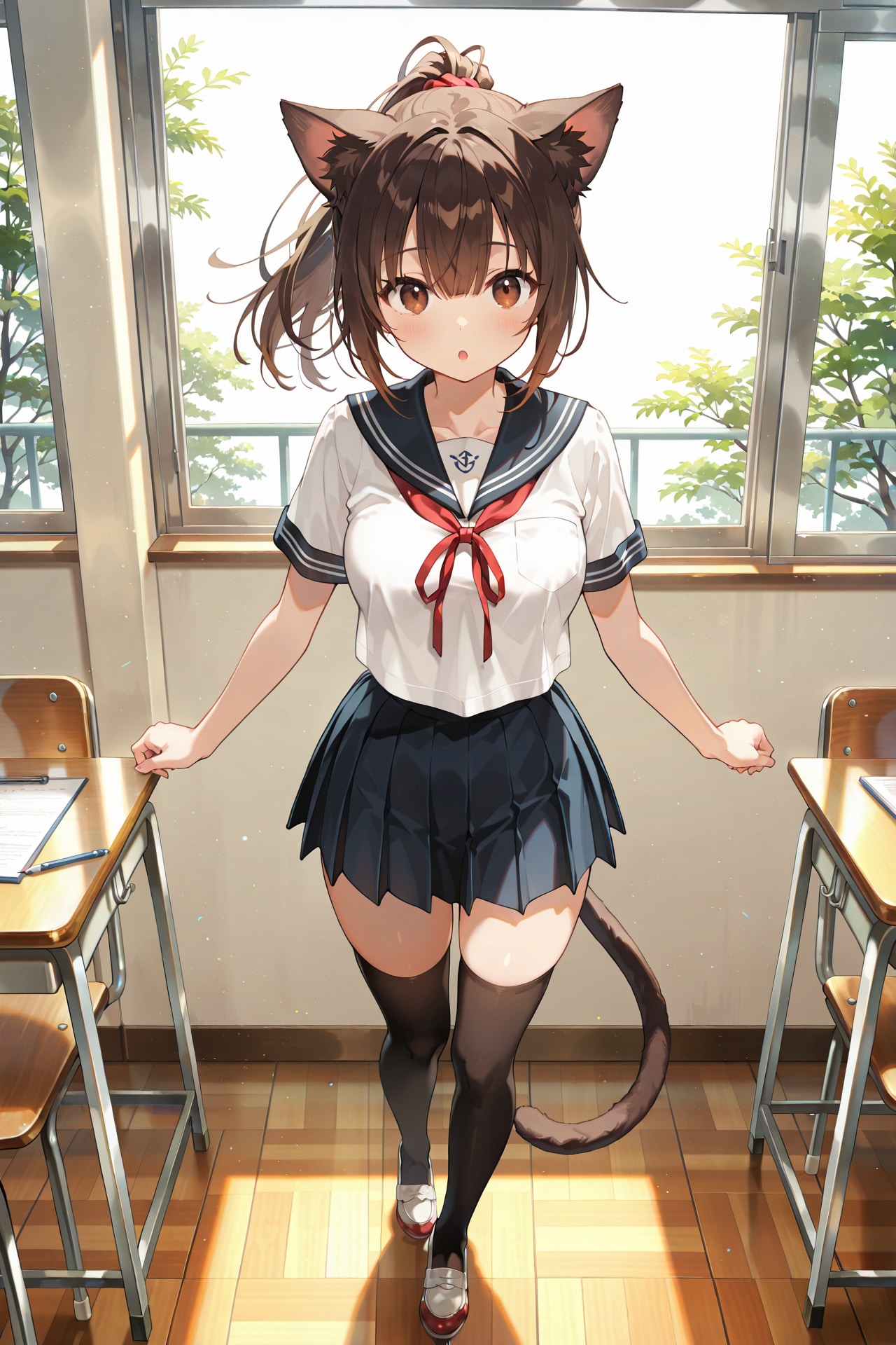 教室のネコミミあかりん撮影会 Y926 | chichi-pui（ちちぷい）AIイラスト専用の投稿＆生成サイト