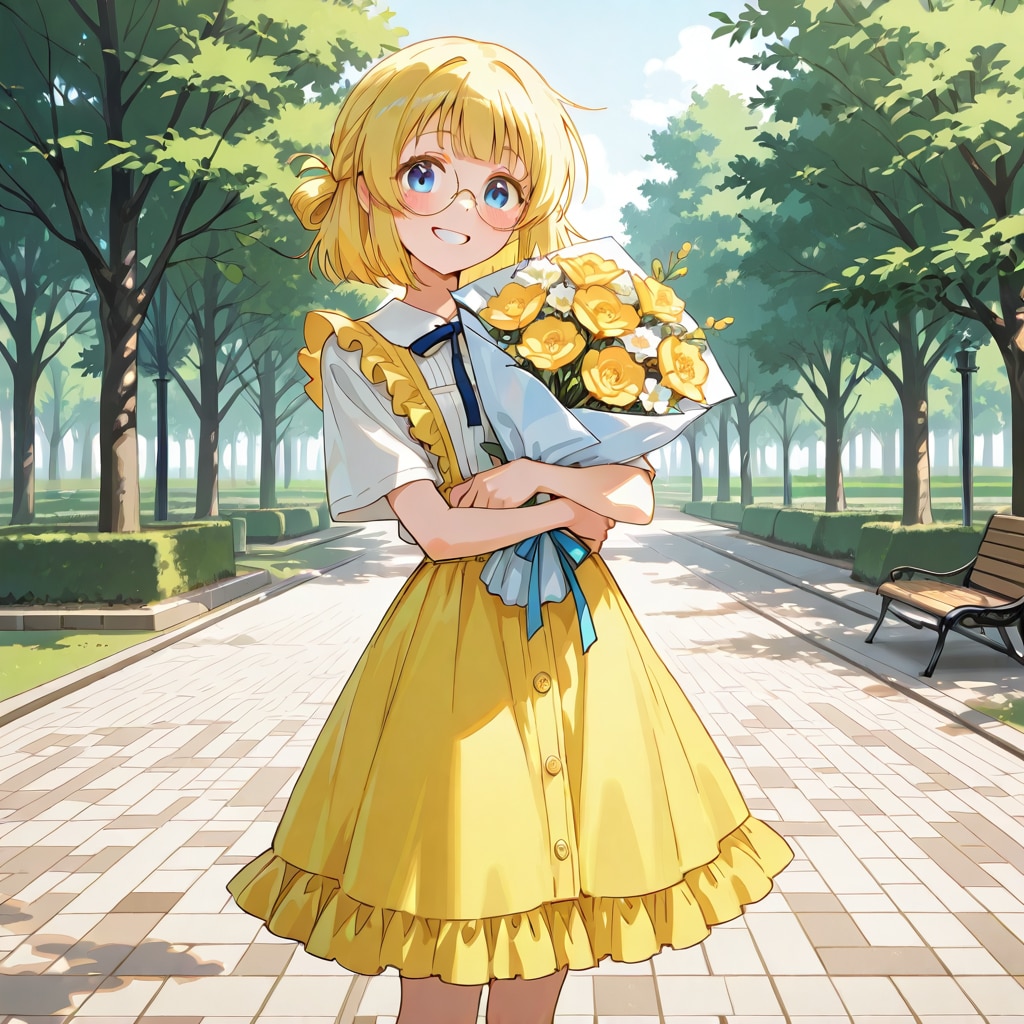 花束を抱えるミッシェルさん2 | chichi-pui（ちちぷい）AIイラスト専用の投稿＆生成サイト
