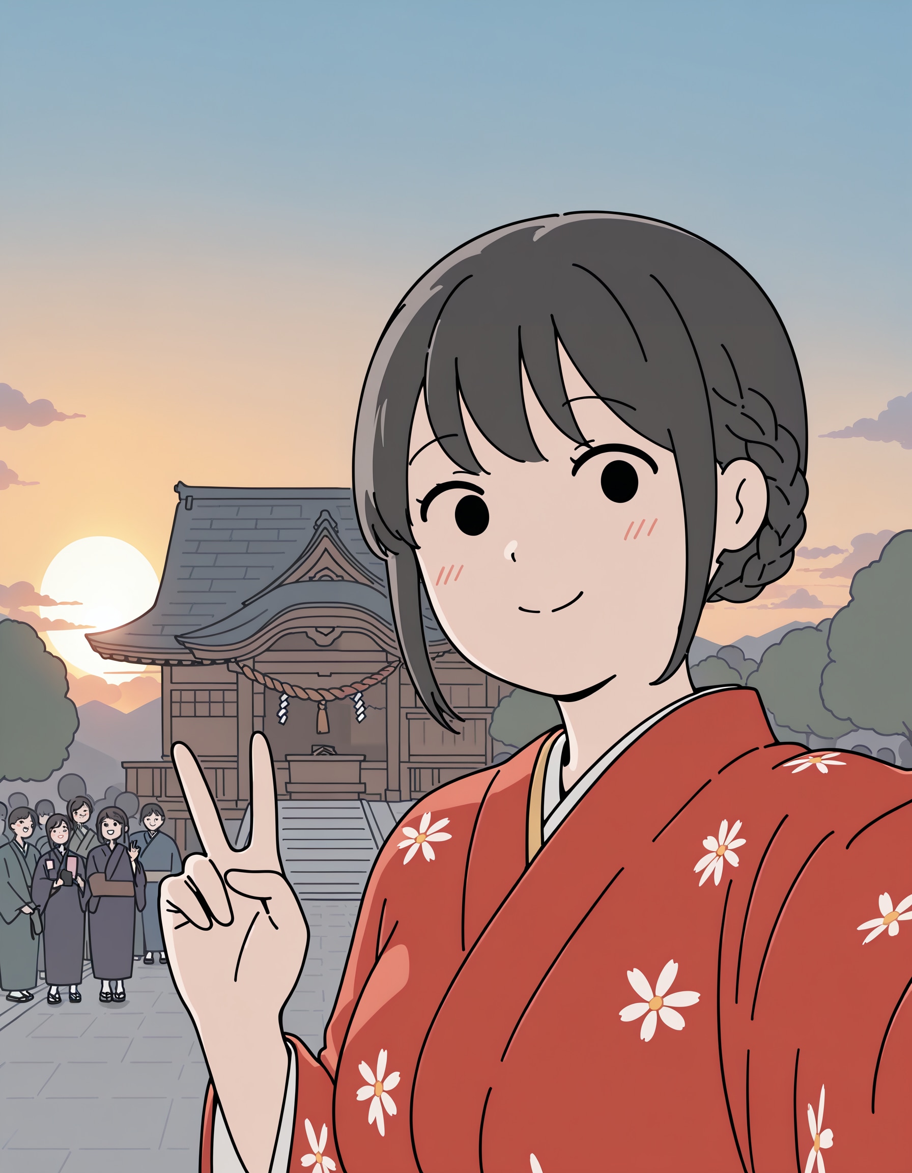 初詣で初日の出🌞 | chichi-pui（ちちぷい）AIイラスト専用の投稿＆生成サイト