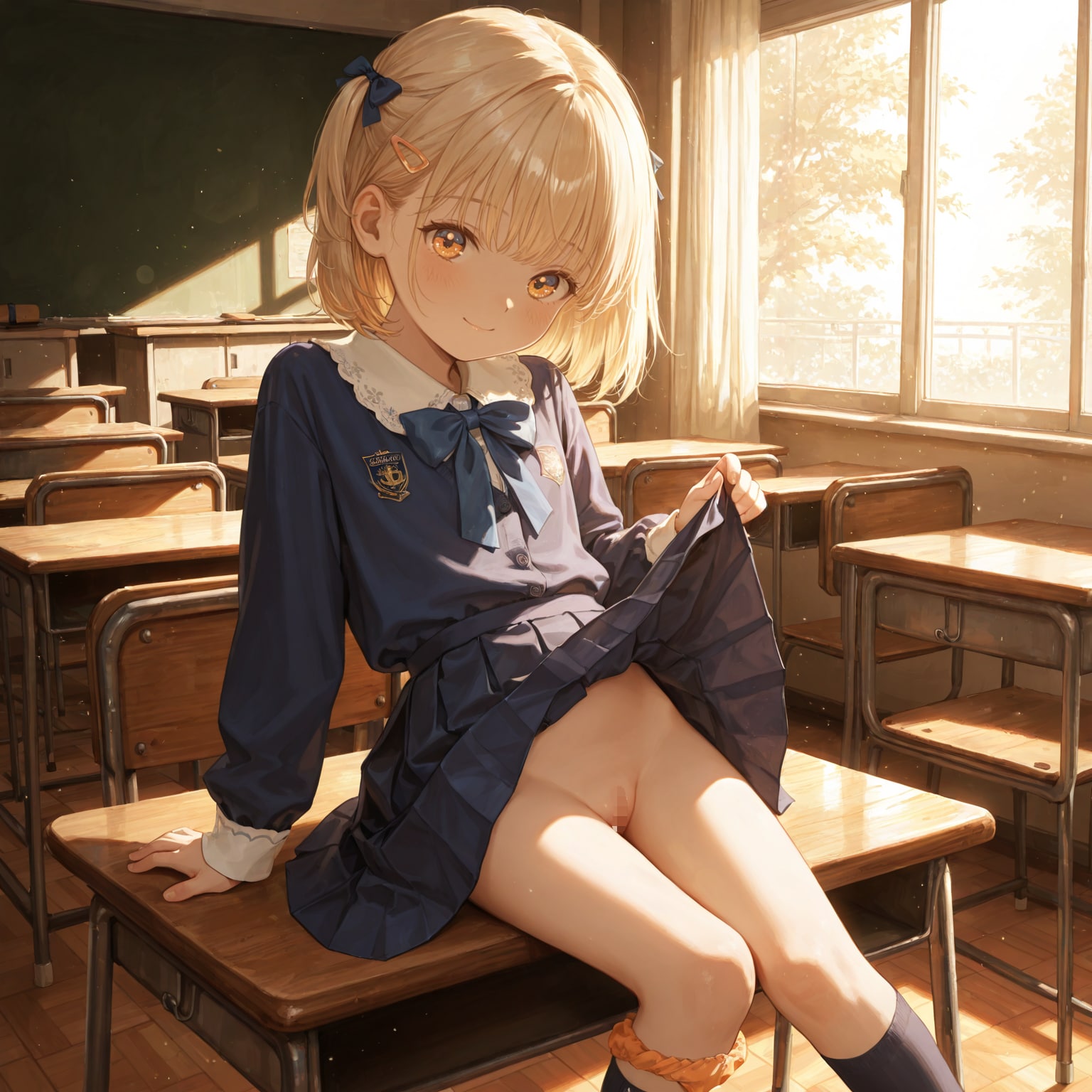 スカートをたくし上げて先生を誘惑（12枚） | chichi-pui（ちちぷい）AIイラスト専用の投稿＆生成サイト