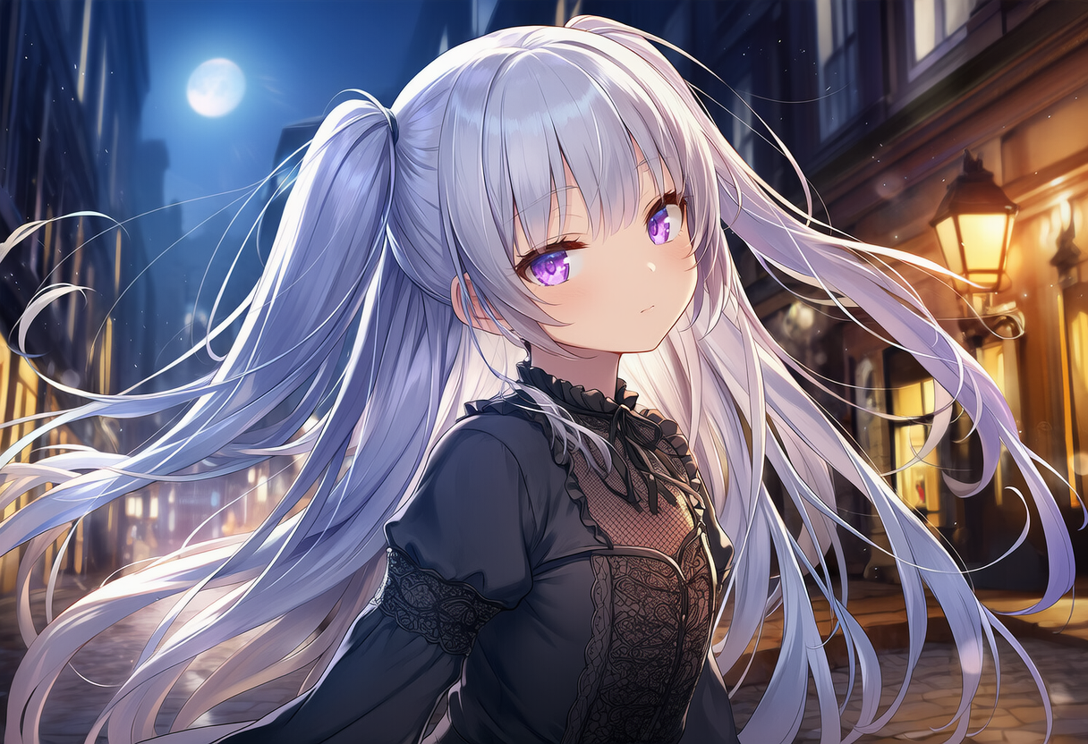 夜の街と少女 | chichi-pui（ちちぷい）AIイラスト専用の投稿＆生成サイト