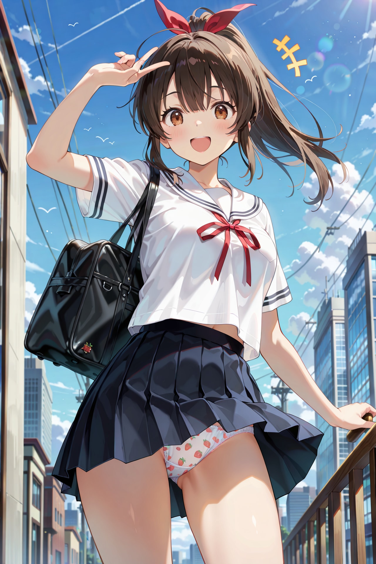 パンチラ登校撮影会 YA02 | chichi-pui（ちちぷい）AIイラスト専用の投稿＆生成サイト