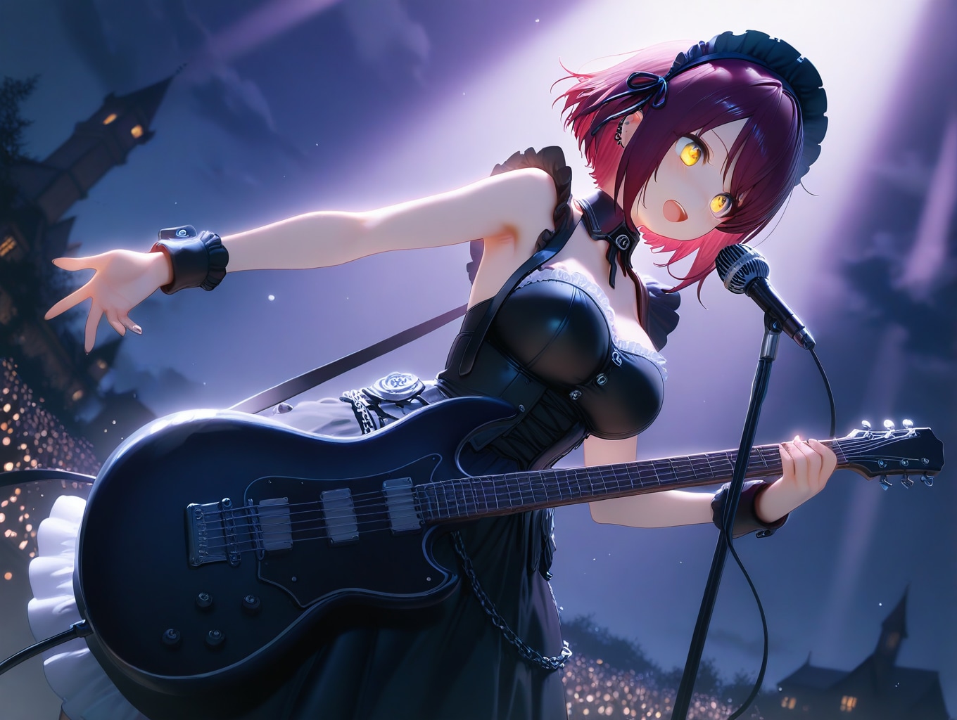 ゴシックメタルな芽衣ちゃん（挨拶メイドの芽衣ちゃん）#ヘヴィメタル参加 | chichi-pui（ちちぷい）AIイラスト専用の投稿＆生成サイト