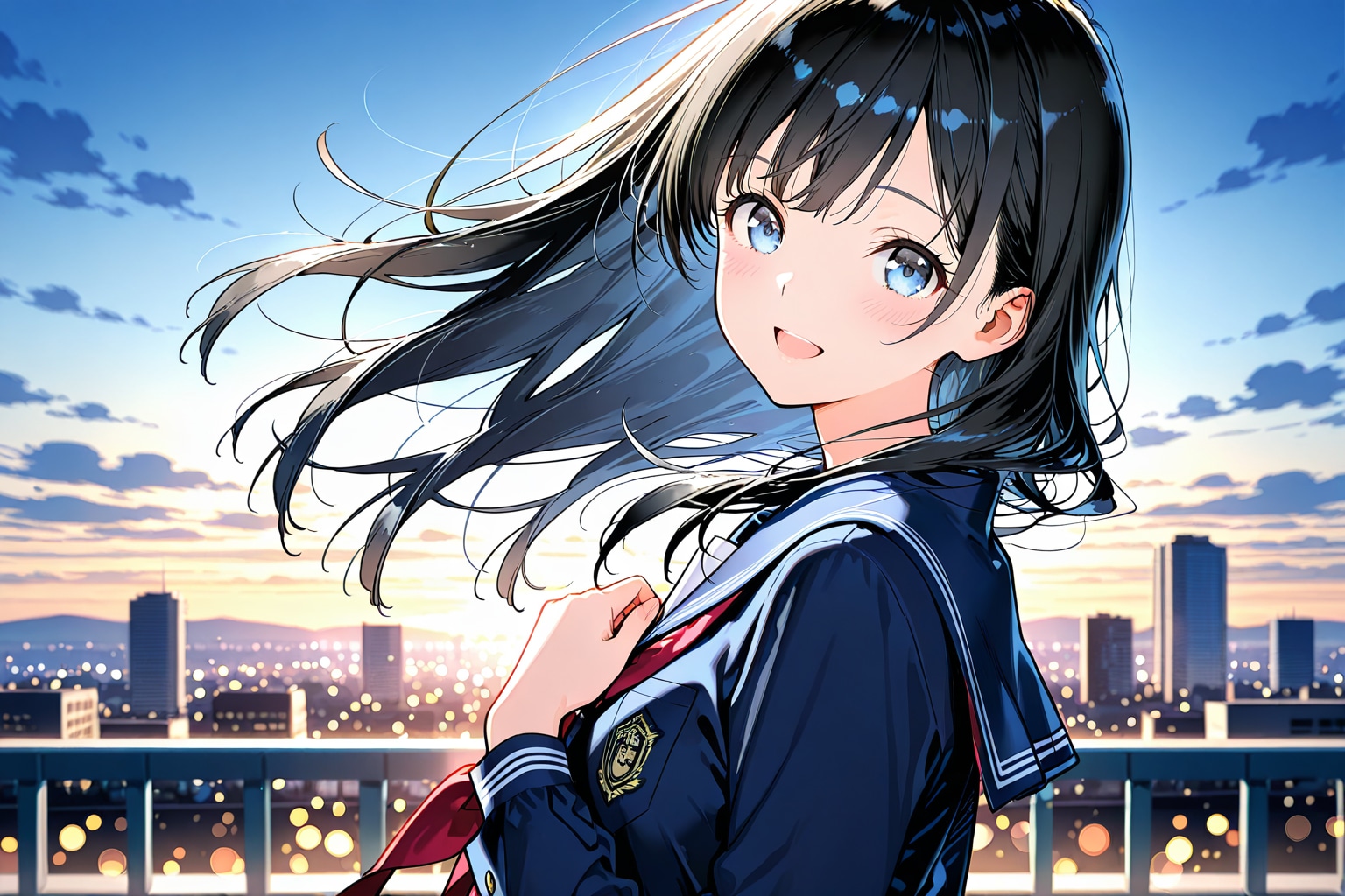 夕陽と美少女(PHOENIX) | chichi-pui（ちちぷい）AIイラスト専用の投稿＆生成サイト