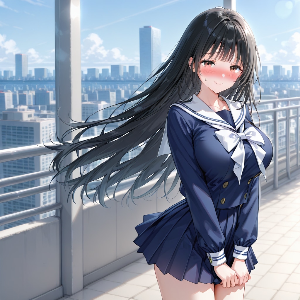 屋上の女の子 | chichi-pui（ちちぷい）AIイラスト専用の投稿＆生成サイト