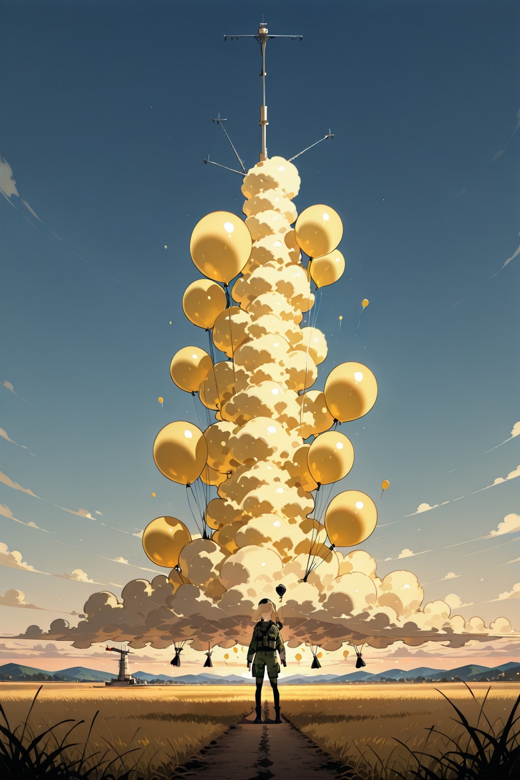 浮遊砲台と女の子(1)、風船と女の子(4) | chichi-pui（ちちぷい）AIイラスト専用の投稿＆生成サイト