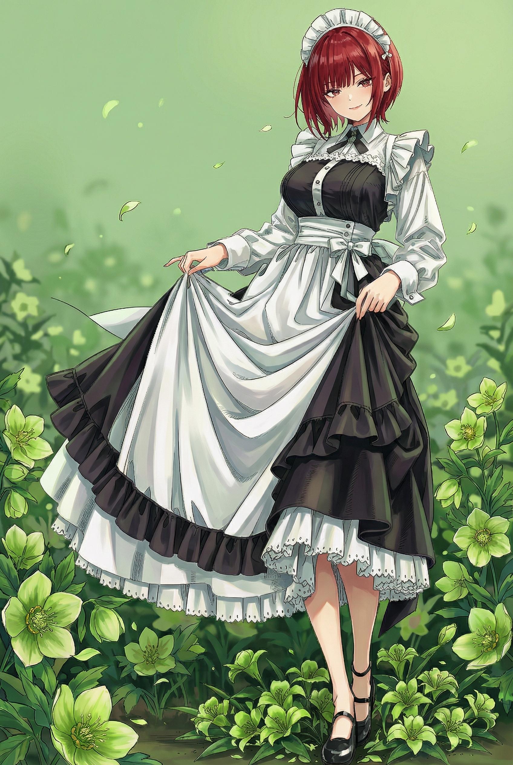 variety color maid girls image made from a line drawing of a maid ...