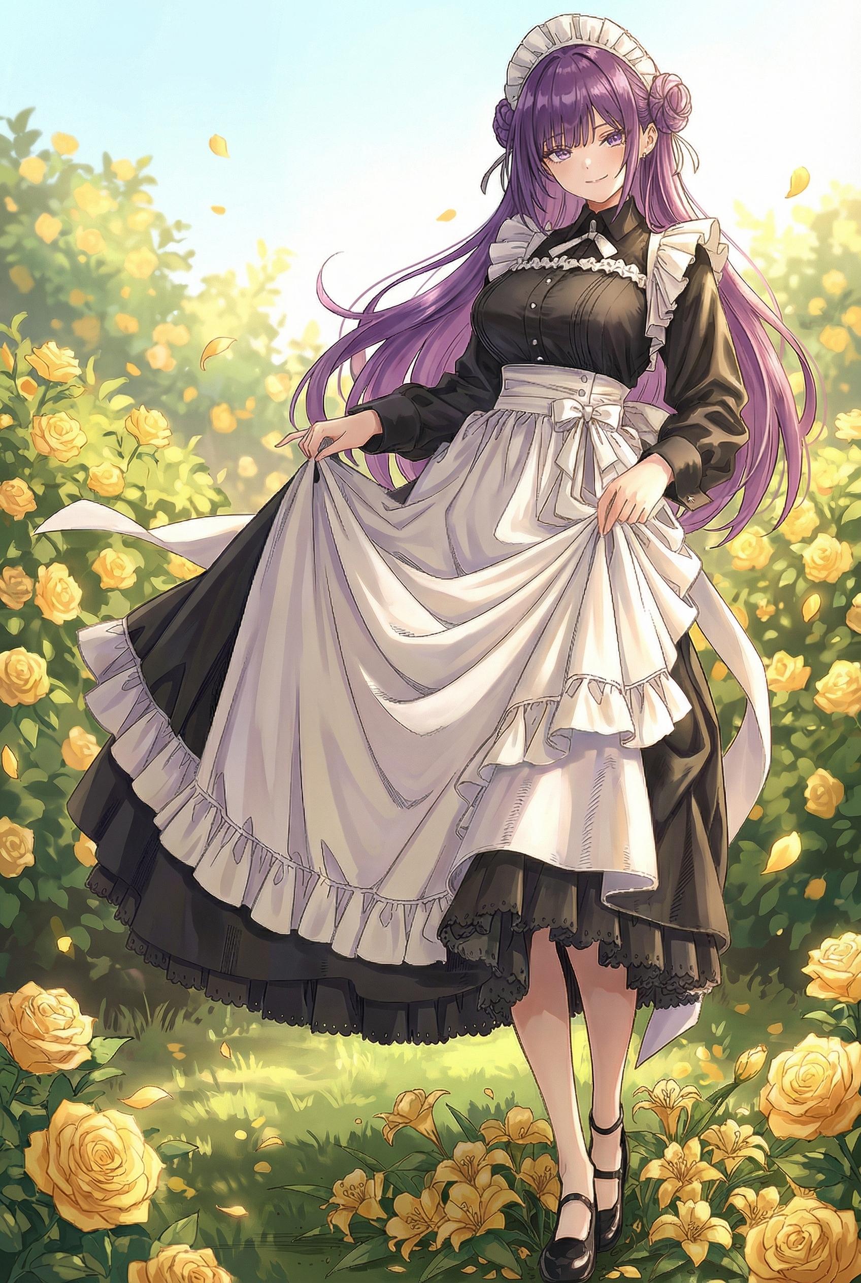 variety color maid girls image made from a line drawing of a maid ...