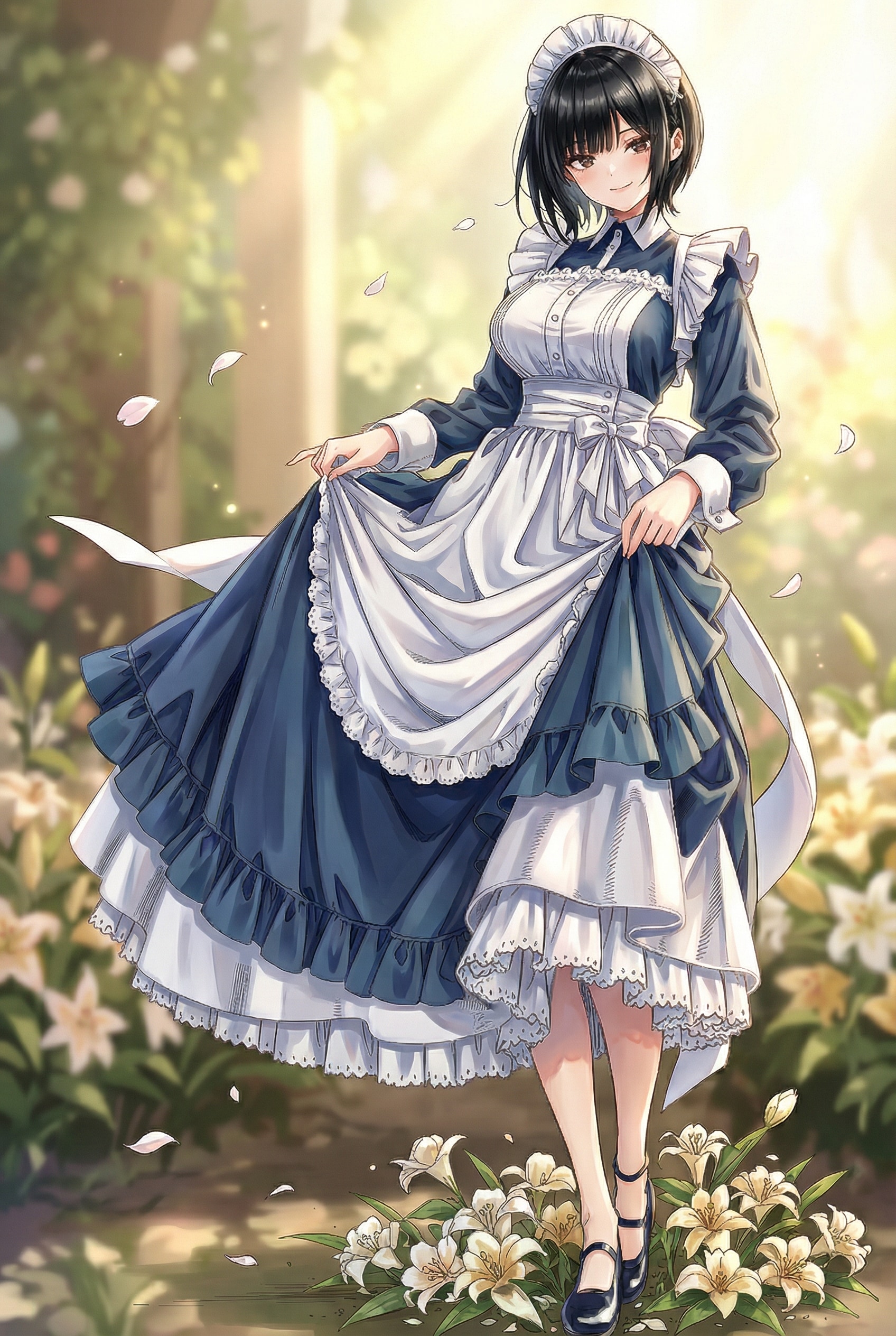 variety color maid girls image made from a line drawing of a maid ...