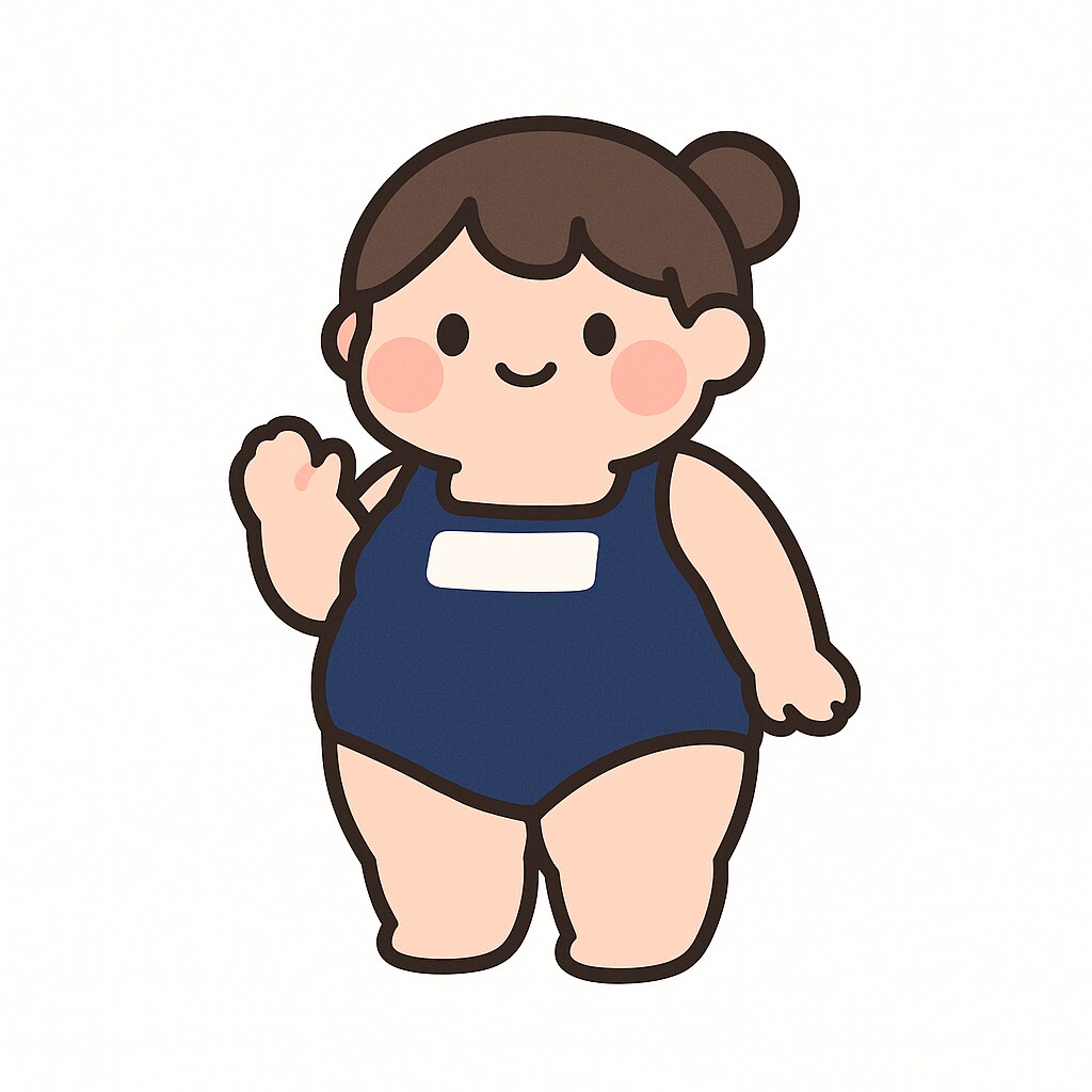 ぽっちゃりしたスクール水着を着た愛らしい女性 | chichi-pui（ちちぷい）AIイラスト専用の投稿＆生成サイト