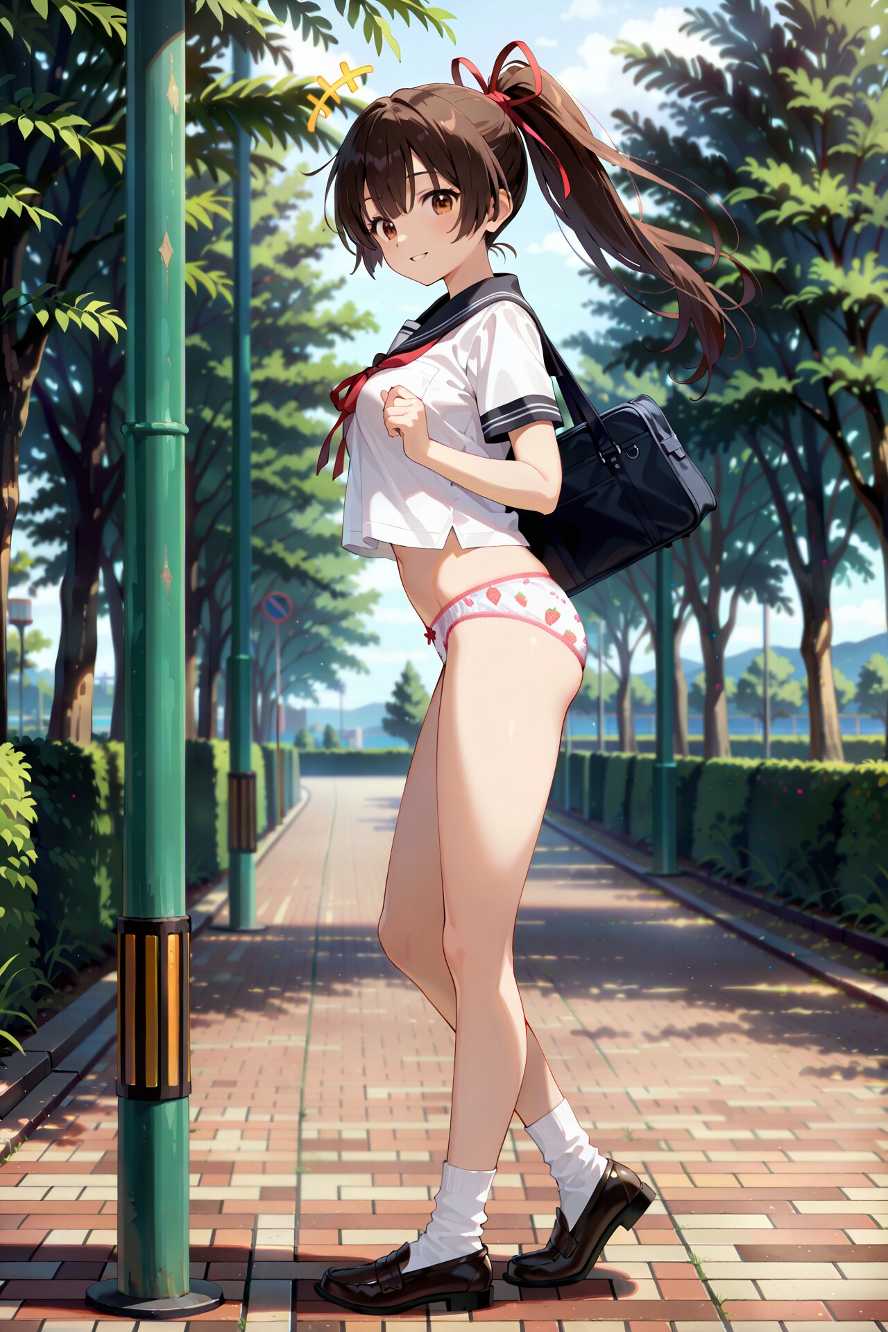 スカート無し登校撮影会 Y717 | chichi-pui（ちちぷい）AIイラスト専用の投稿＆生成サイト