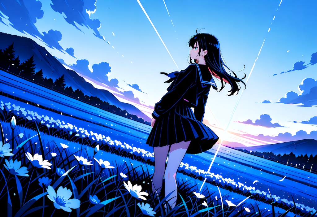 草原と私 | chichi-pui（ちちぷい）AIイラスト専用の投稿＆生成サイト