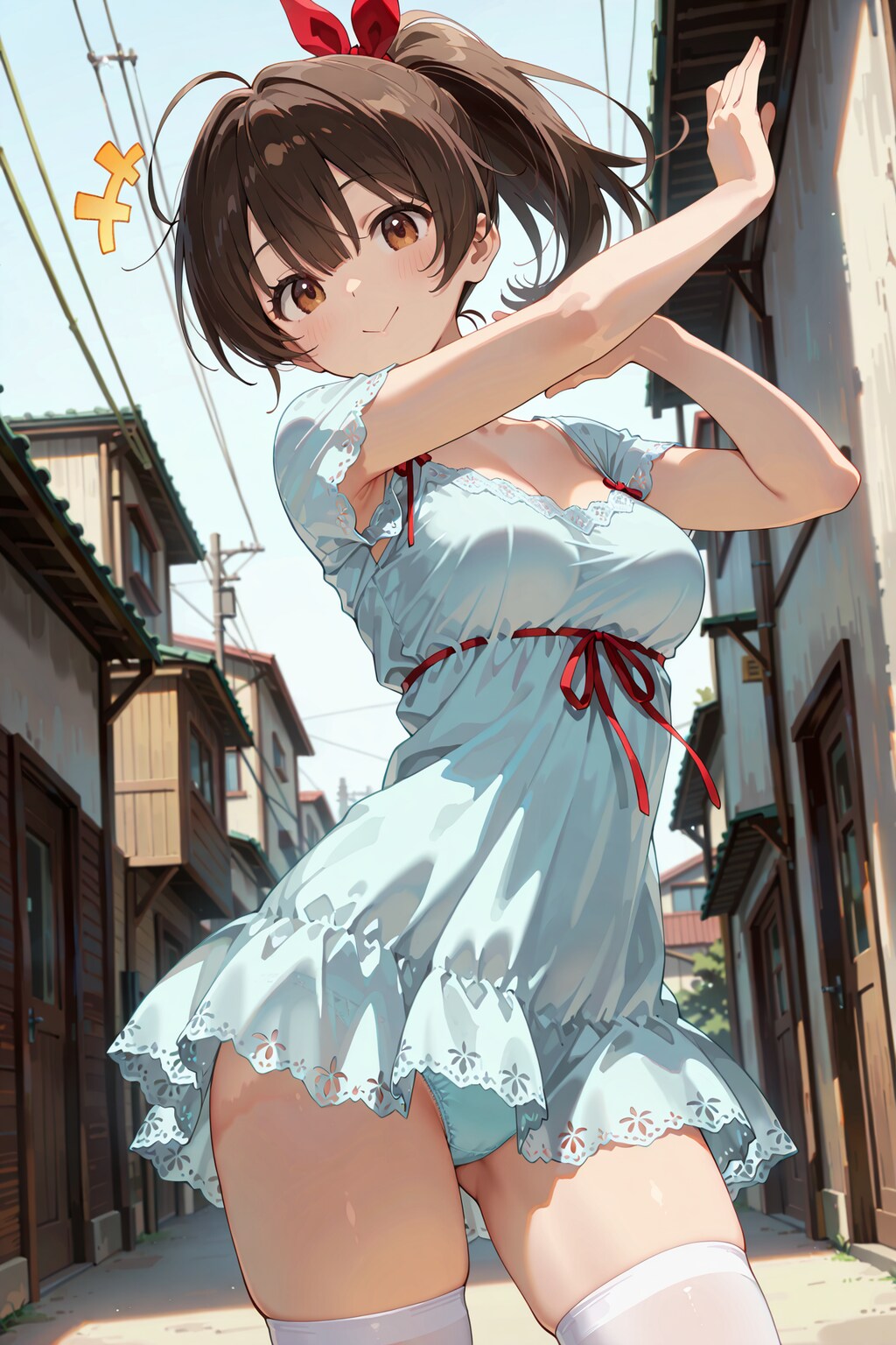 【撮影会】田舎で過ごす、ちょっと特別な夏（路地裏） Z428 | chichi-pui（ちちぷい）AIイラスト専用の投稿＆生成サイト